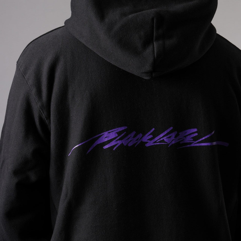 FOIL SCRIPT HOODIE BLACK/PURPLE – Black Label